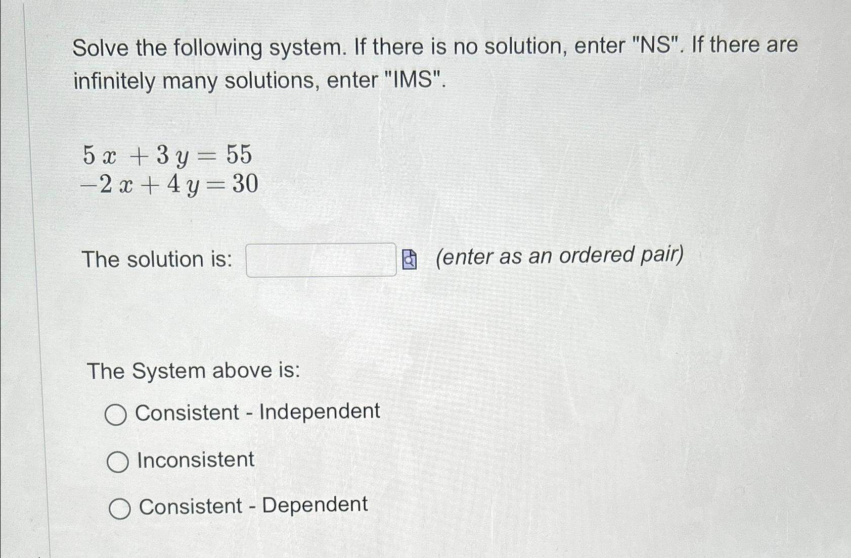 Solved Solve the following system. If there is no solution, | Chegg.com