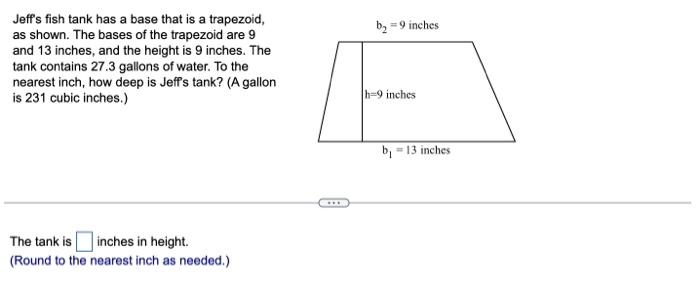 Solved Jeff's fish tank has a base that is a trapezoid, as | Chegg.com
