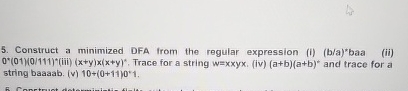 Solved Construct a minimized DFA from the regular expression | Chegg.com