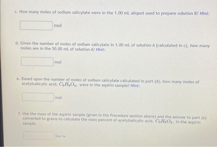 Solved An aspirin sample was prepared following the | Chegg.com