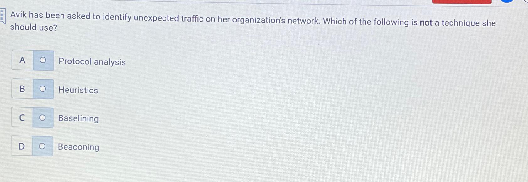Solved Avik has been asked to identify unexpected traffic on | Chegg.com