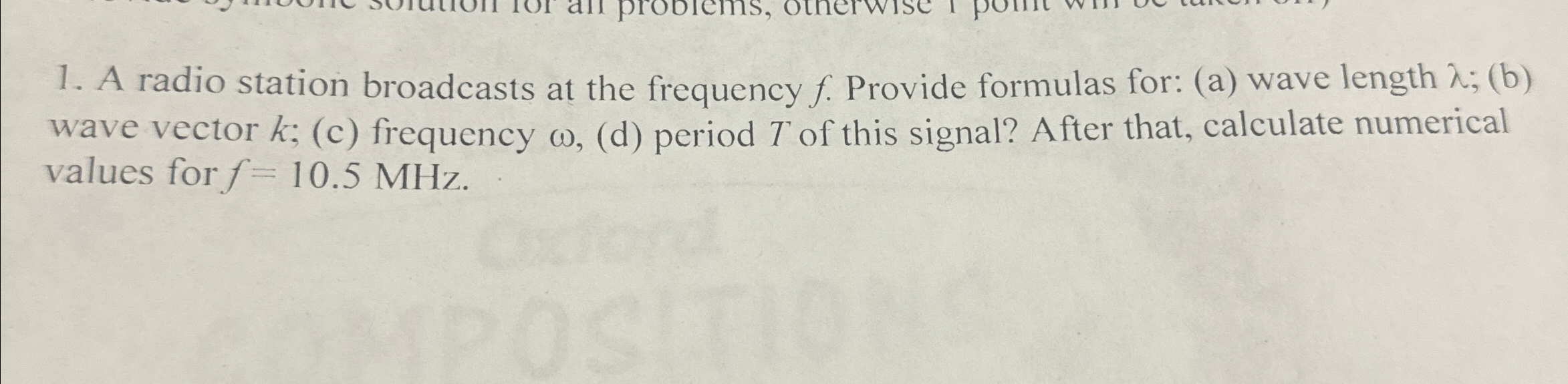 Solved A radio station broadcasts at the frequency f. | Chegg.com