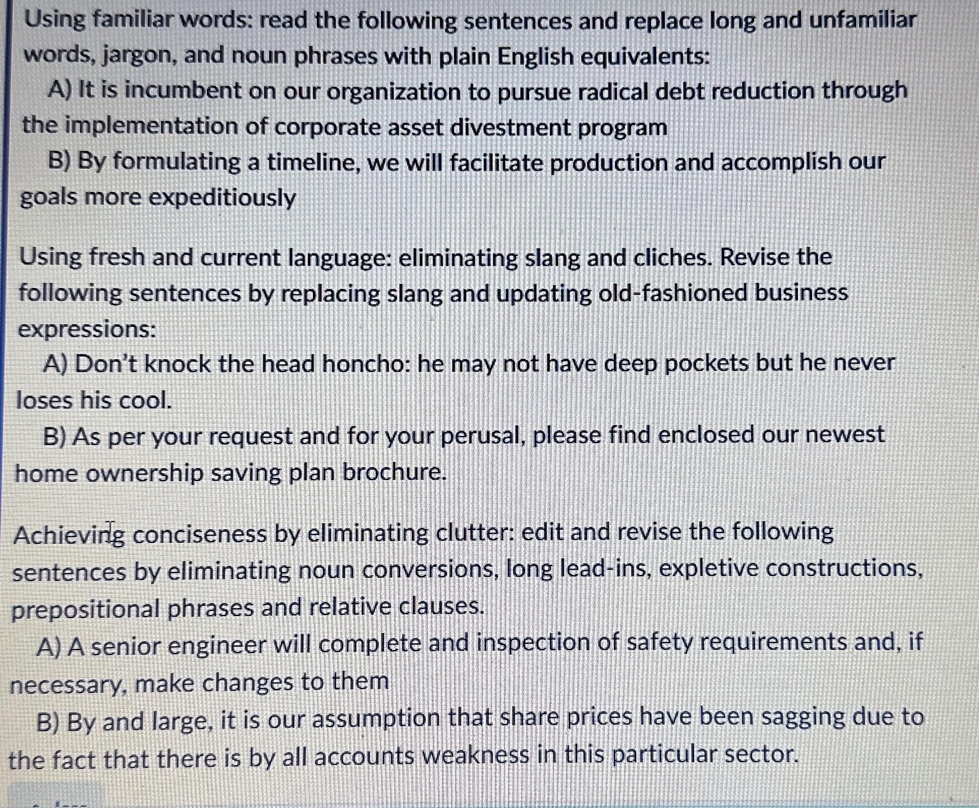 Solved Using familiar words: read the following sentences | Chegg.com