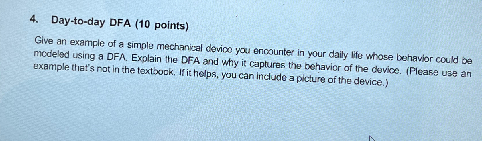 Solved Day-to-day DFA (10 ﻿points)Give an example of a | Chegg.com