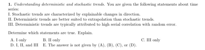 Solved 1 Understanding Deterministic And Stochastic Trends