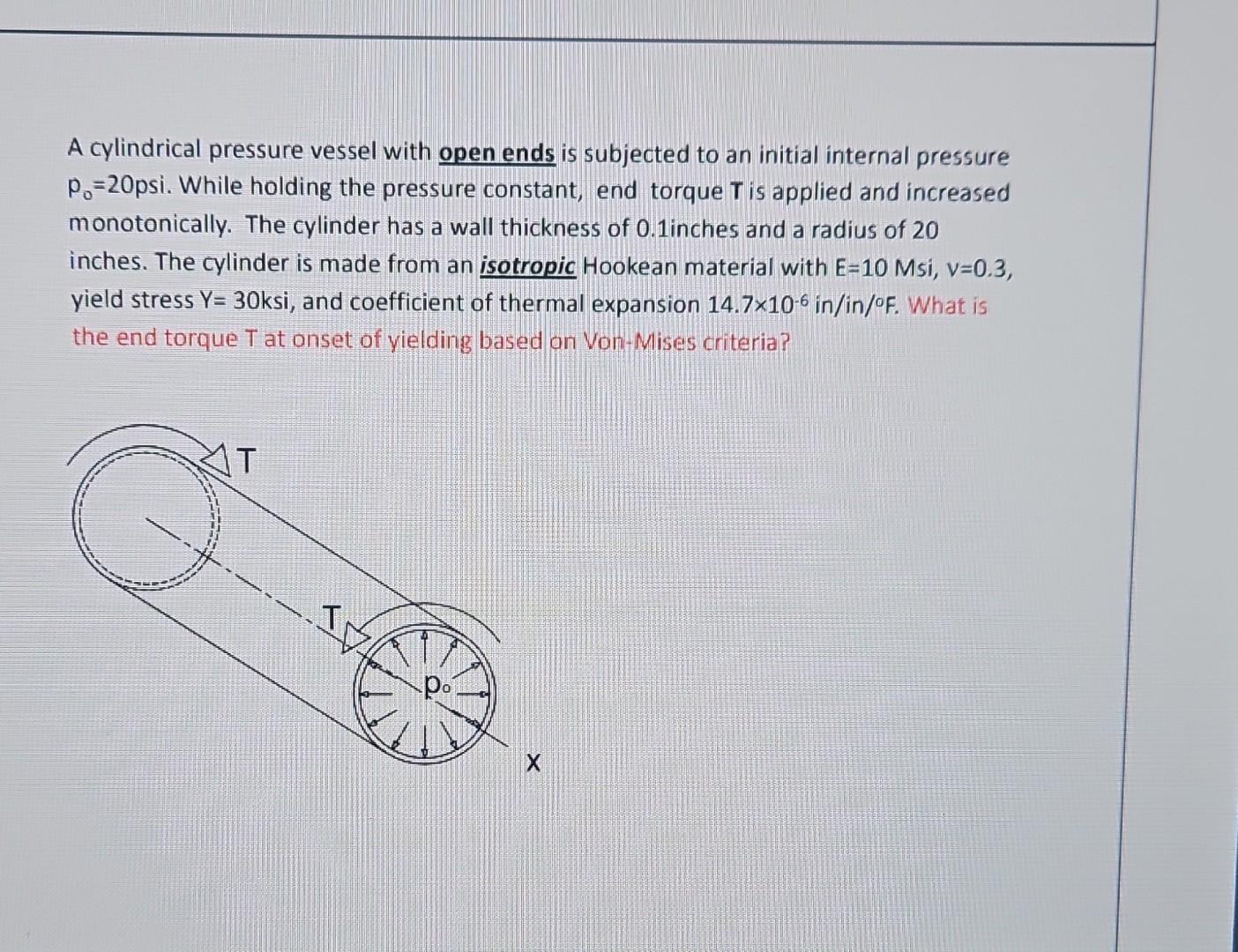 Solved A cylindrical pressure vessel with open ends is | Chegg.com