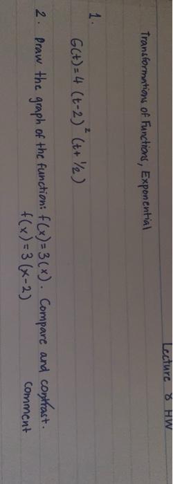 Solved Lecture > HW Transformations of Functions, | Chegg.com