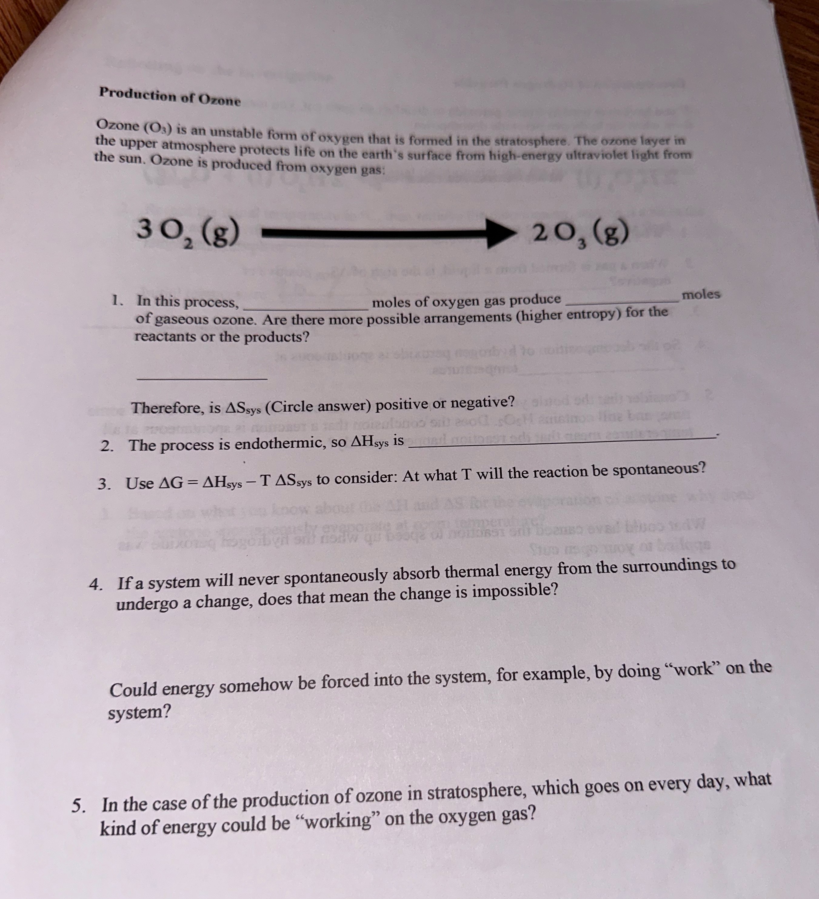 Solved Production of OzoneOzone (O3) ﻿is an unstable form of | Chegg.com
