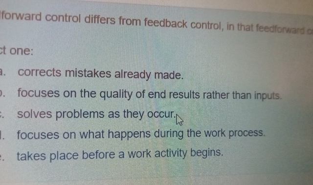 Solved forward control differs from feedback control, in | Chegg.com