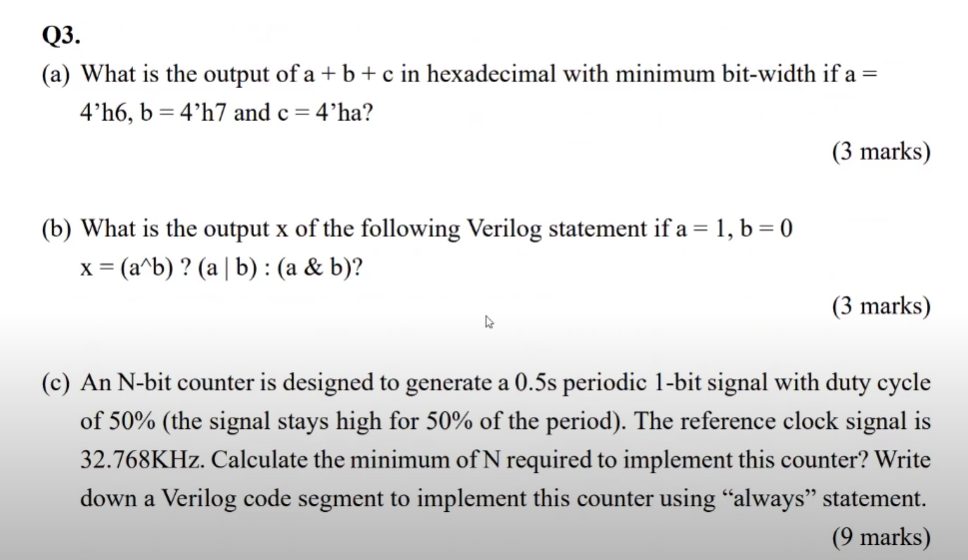 Solved Q3.(a) ﻿What is the output of a+b+c ﻿in hexadecimal | Chegg.com