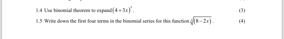 1.4 ﻿Use binomial theorem to expand (4+3x)5.1.5 | Chegg.com