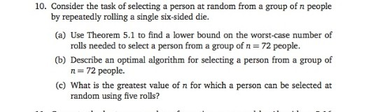 Solved 10. Consider the task of selecting a person at random | Chegg.com
