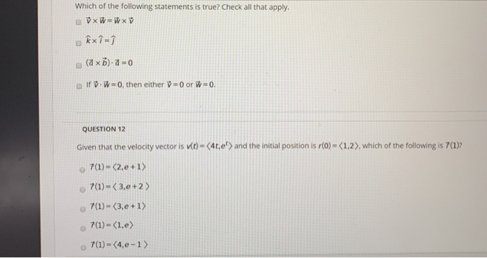 Solved Which of the following statements is true? Check all | Chegg.com