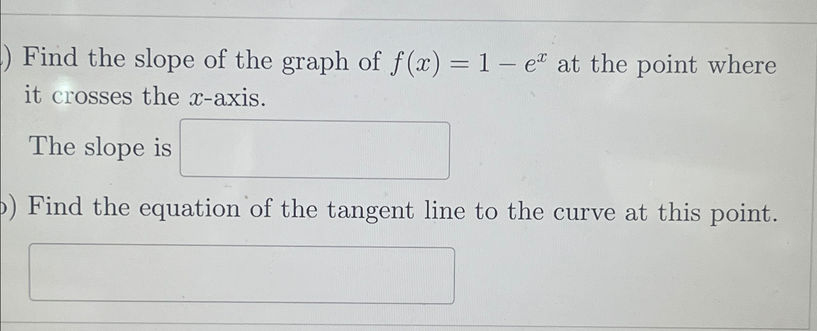 Solved Find the slope of the graph of f(x)=1-ex ﻿at the | Chegg.com