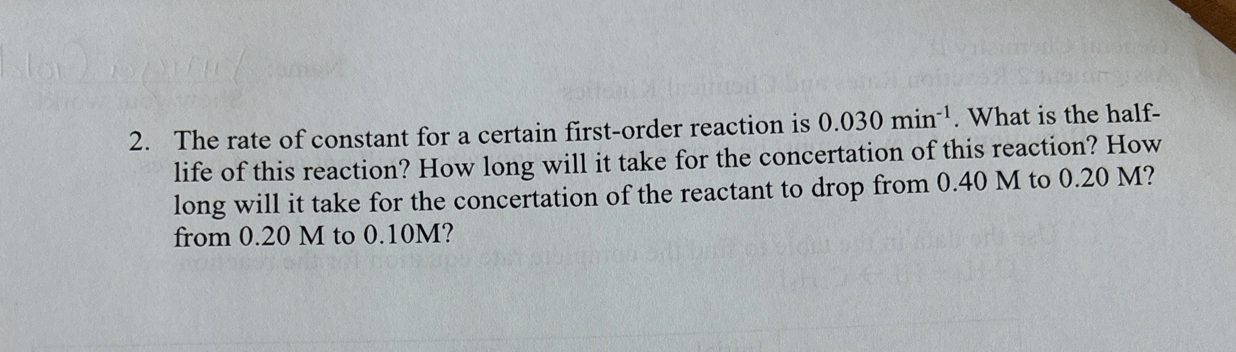 Solved The rate of constant for a certain first-order | Chegg.com