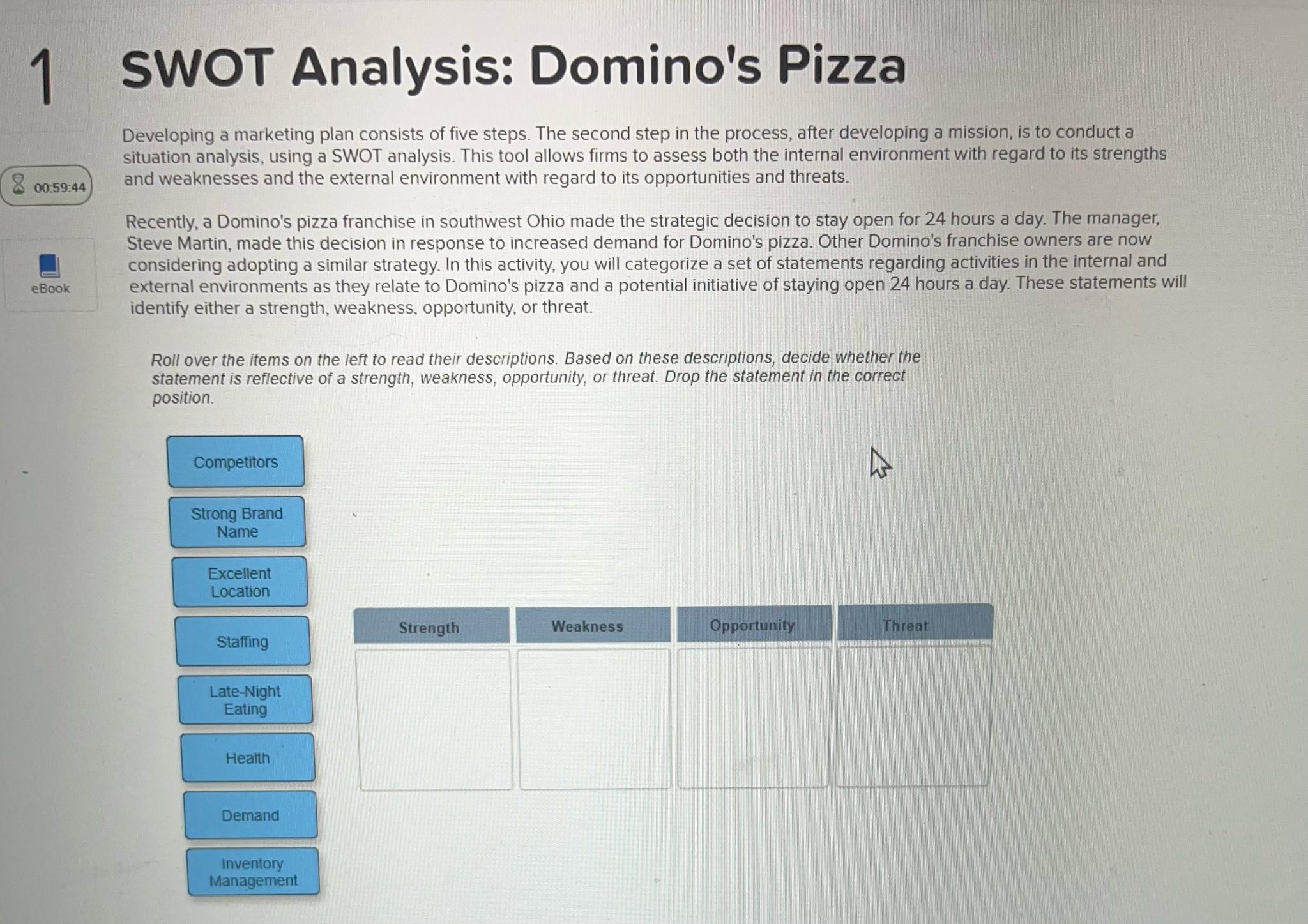 Solved 1 ﻿SWOT Analysis: Domino's PizzaDeveloping a | Chegg.com