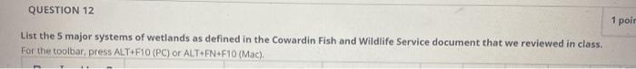 Solved QUESTION 12 1 poir List the 5 major systems of | Chegg.com