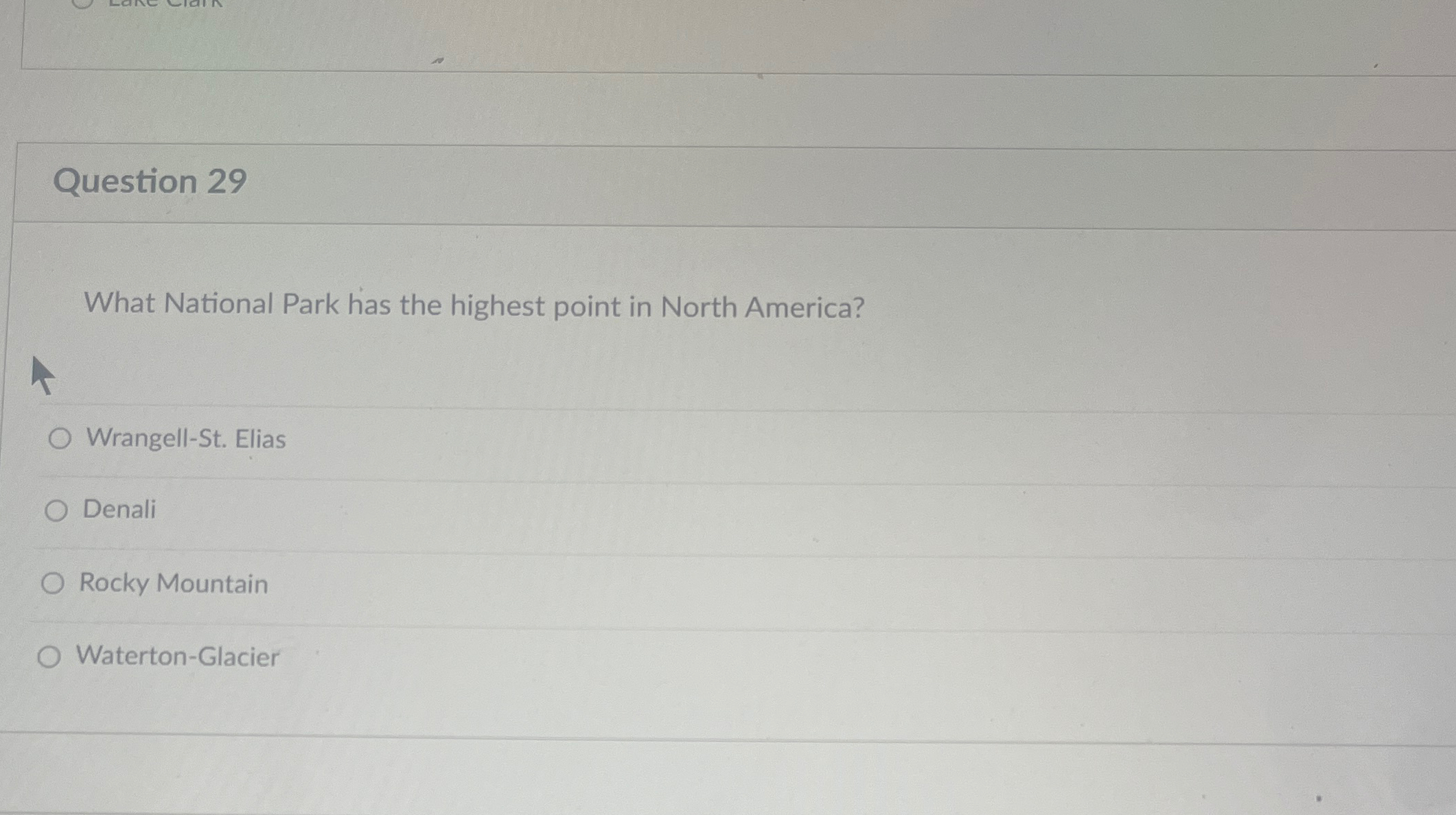 Solved Question 29What National Park has the highest point | Chegg.com