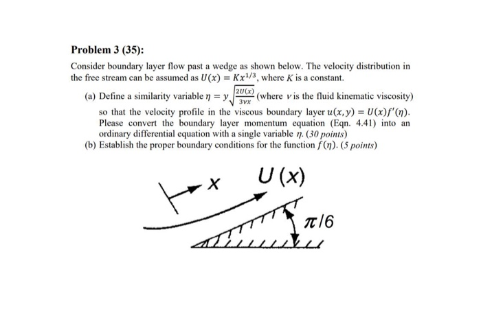 Solved Problem 3 (35): Consider boundary layer flow past a | Chegg.com