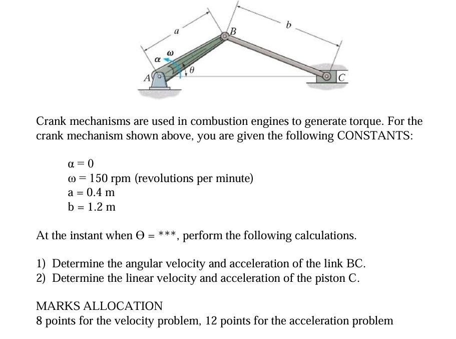 Solved α=0ω=150rpm (revolutions ﻿per minute) ﻿a=0.4mb=1.2m30 | Chegg.com