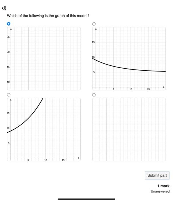 Solved Consider the exponential model given by y=7−2e−71t a) | Chegg.com
