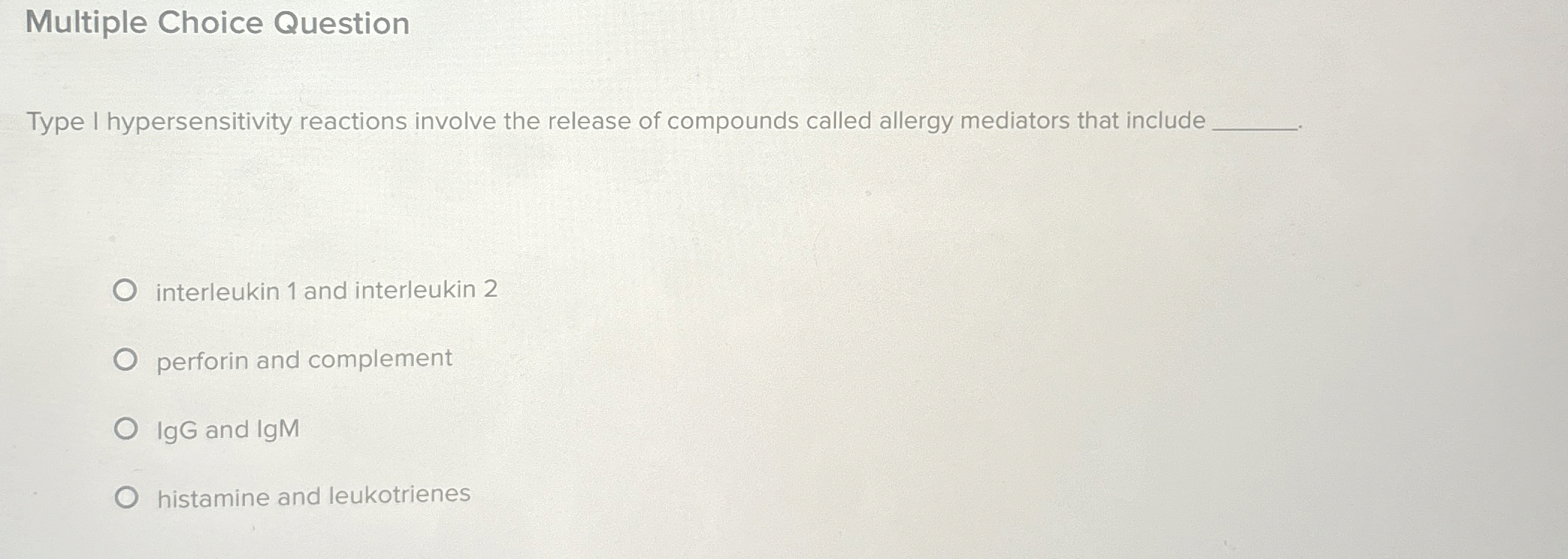 Solved Multiple Choice QuestionType I hypersensitivity | Chegg.com
