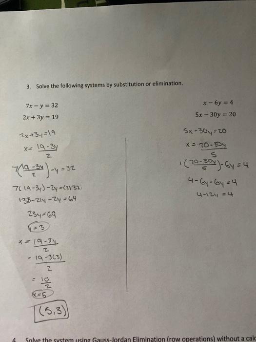 Solved 3. Solve the following systems by substitution or | Chegg.com
