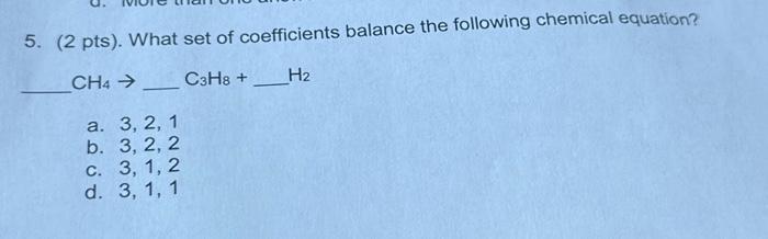 Solved 5. ( 2 pts). What set of coefficients balance the | Chegg.com