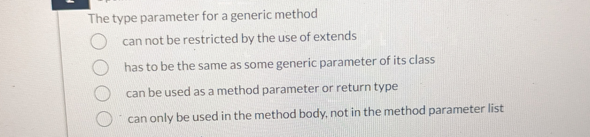 Solved The type parameter for a generic methodcan not be | Chegg.com