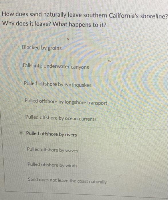 Solved How does sand naturally leave southern California's | Chegg.com