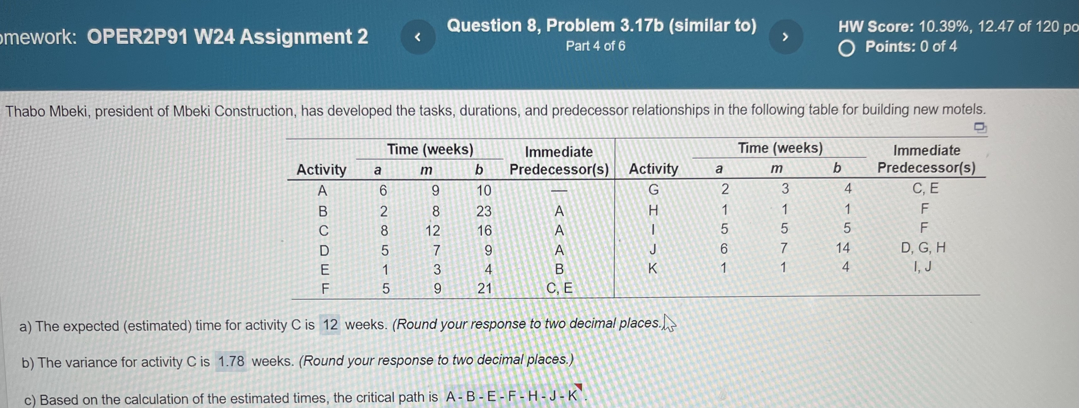 Solved mework: OPER2P91 ﻿W24 ﻿Assignment 2Question 8, | Chegg.com