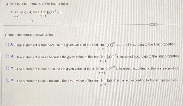 [Solved]: Classify the statement as either true or false. I