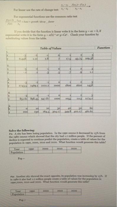 Solved » -- For linear use the rate of change test: *-* *:- | Chegg.com