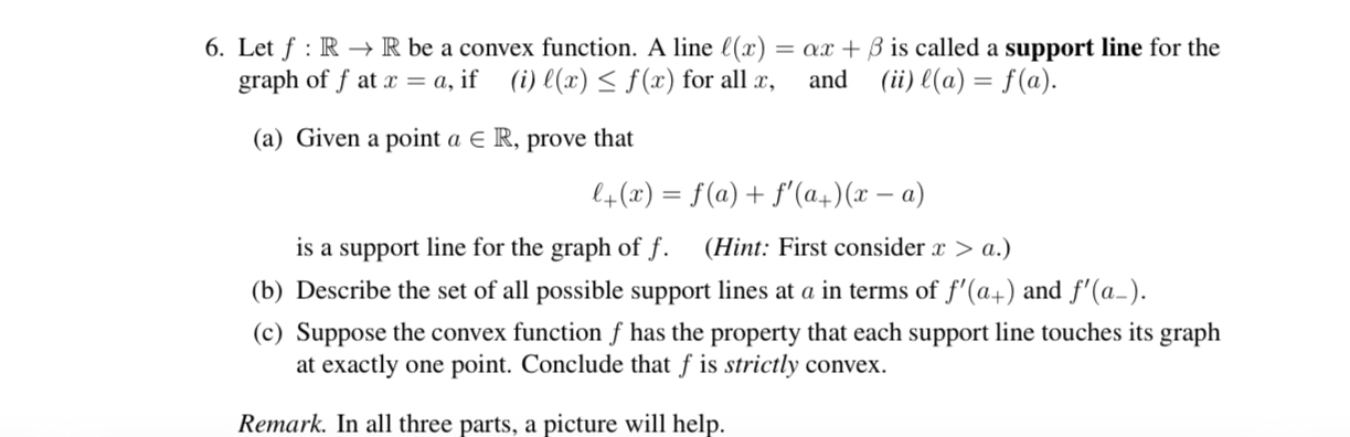 Solved Let f:R→R ﻿be a convex function. A line l(x)=αx+β ﻿is | Chegg.com