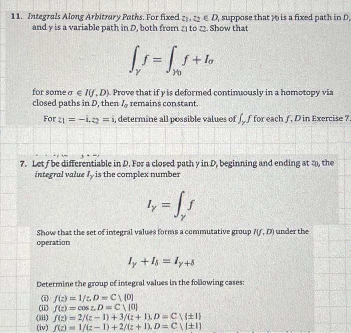 Solved 11. Integrals Along Arbitrary Paths. For fixed | Chegg.com