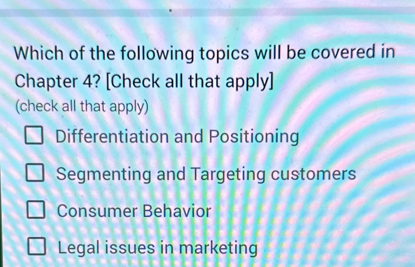 Solved Which of the following topics will be covered in | Chegg.com