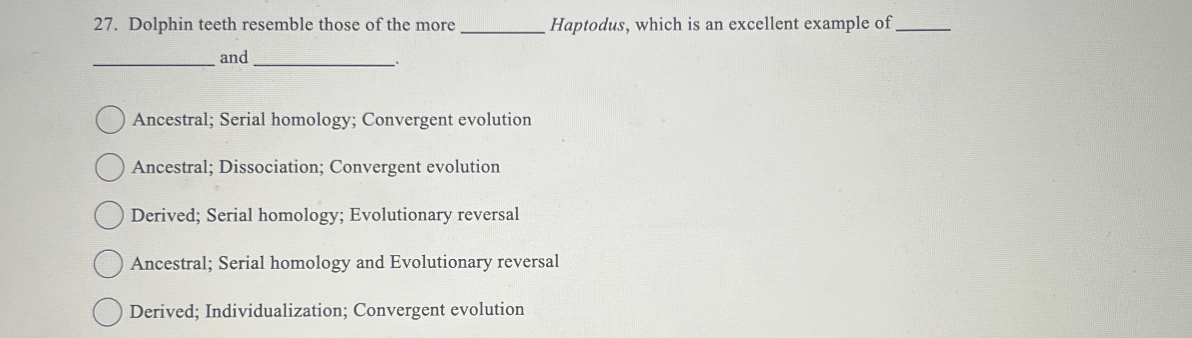 Solved Dolphin teeth resemble those of the more ﻿Haptodus, | Chegg.com