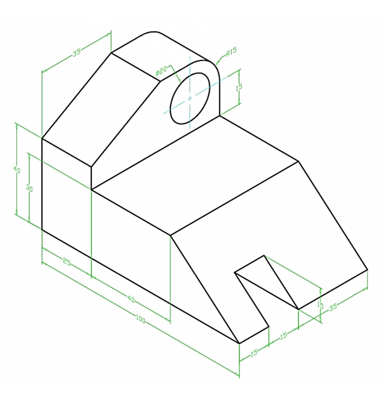 Solved Use AutoCAD to Draw the front, top and right side | Chegg.com