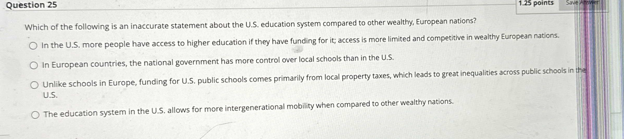 Solved Question 251.25 pointsWhich of the following is an | Chegg.com Solved Question 251.25 pointsWhich of the following is an | Chegg.com