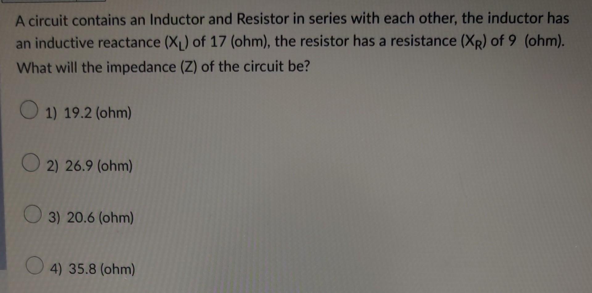 Solved A circuit contains an Inductor and Resistor in series | Chegg.com