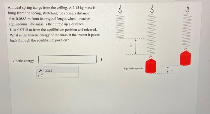 Solved - $ = An ideal spring hangs from the ceiling. A 2.15 | Chegg.com