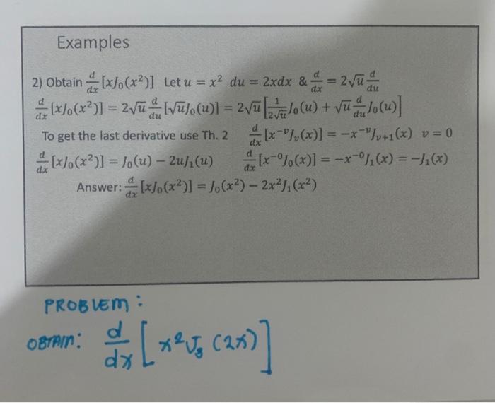 Solved Examples dx dx du 2) obtain [x/.(x2)] Let u = x2 du = | Chegg.com