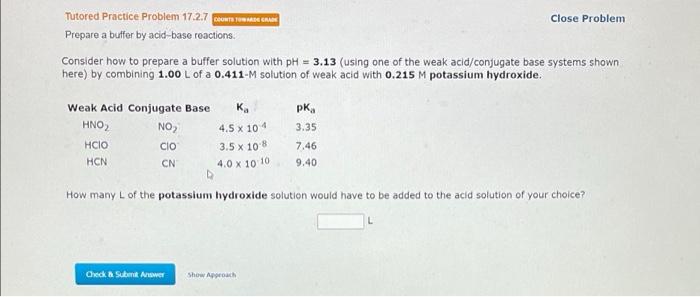 Solved Tutored Practice Problem 17.2.7 T Prepare a buffer by | Chegg.com