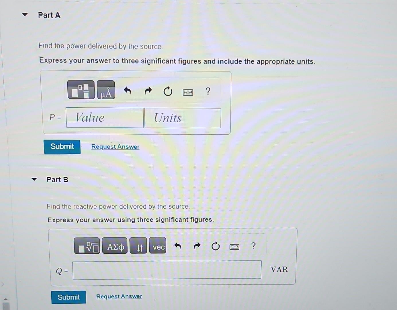 Solved Part A Find the power delivered by the source. | Chegg.com