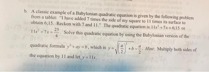 Solved b. A classic example of a Babylonian quadratic | Chegg.com