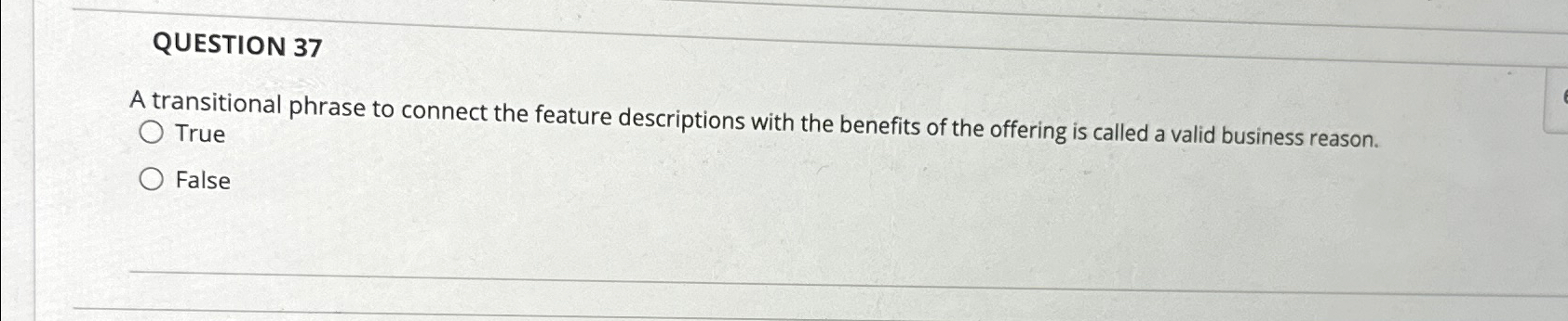 Solved QUESTION 37A transitional phrase to connect the | Chegg.com
