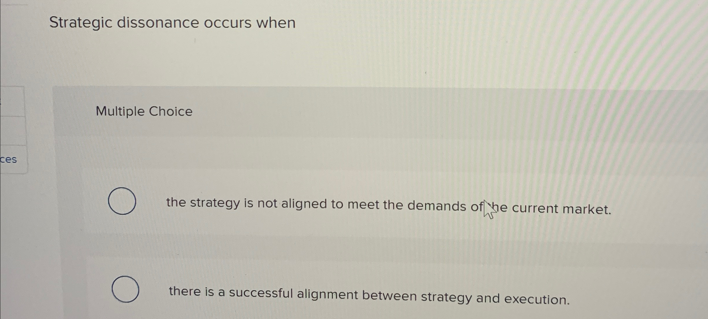 Solved Strategic dissonance occurs whenMultiple Choice ﻿the | Chegg.com
