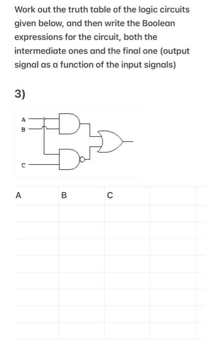 Solved Work out the truth table of the logic circuits given | Chegg.com