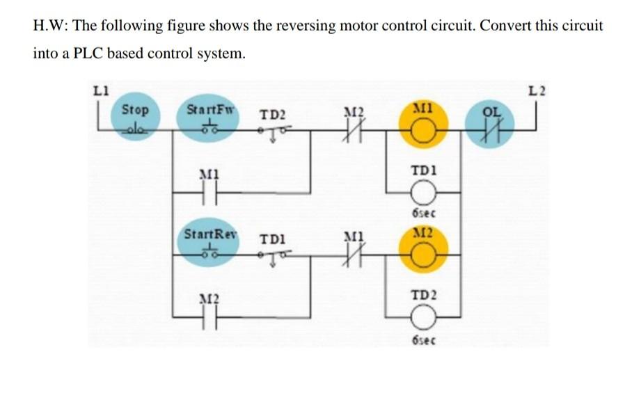 Solved H.W: The following figure shows the reversing motor | Chegg.com
