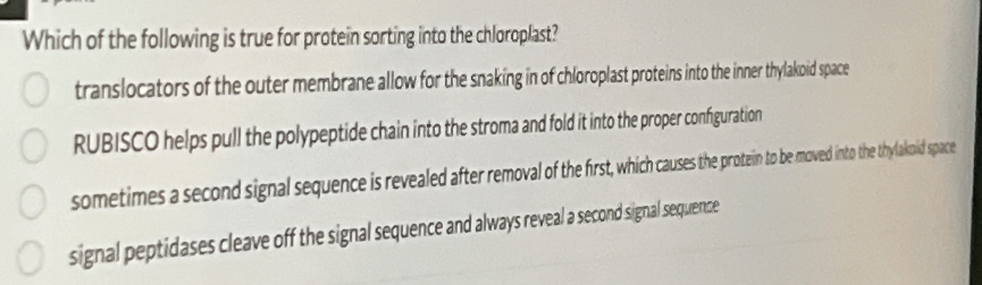 Solved Which of the following is true for protein sorting | Chegg.com